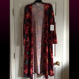 LuLaRoe | Jackets & Coats | Nwt Llr Large Sarah Wine Base Goldcoral ...
